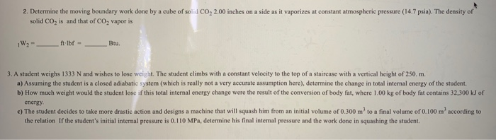 Solved 2. Determine the moving boundary work done by a cube | Chegg.com