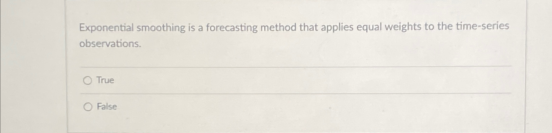 Solved Exponential smoothing is a forecasting method that | Chegg.com