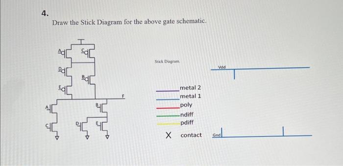Solved 4. Draw the Stick Diagram for the above gate | Chegg.com