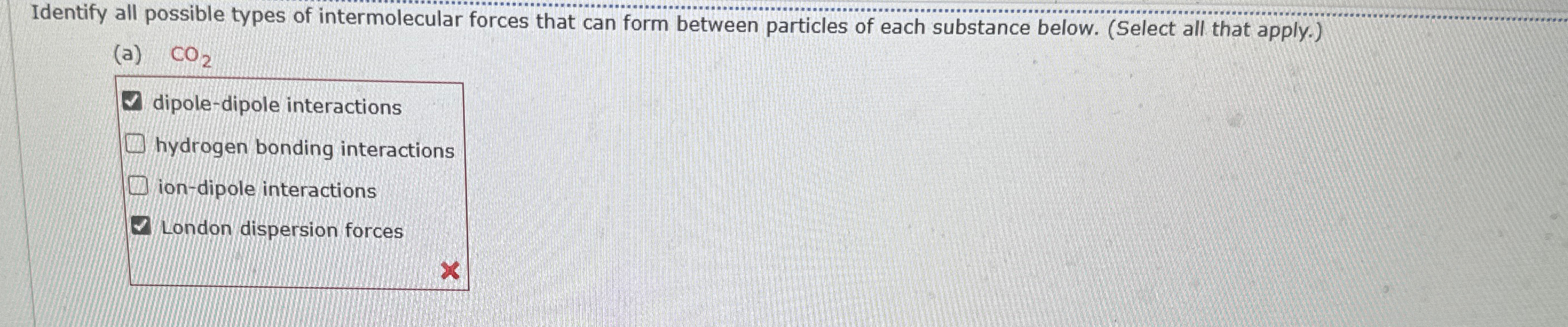 Identify all possible types of intermolecular forces | Chegg.com