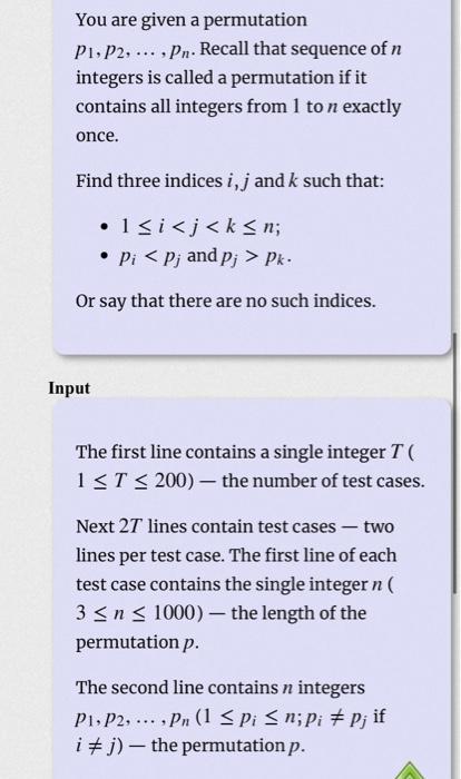 Solved You are given a permutation P1, P2, ... . Pn. Recall | Chegg.com