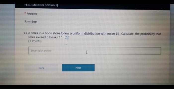 Solved FEST (Statistics Section 1) * Required Section 13.A | Chegg.com
