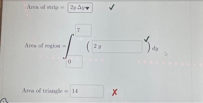 Solved Give an equation representing the area of the strip | Chegg.com