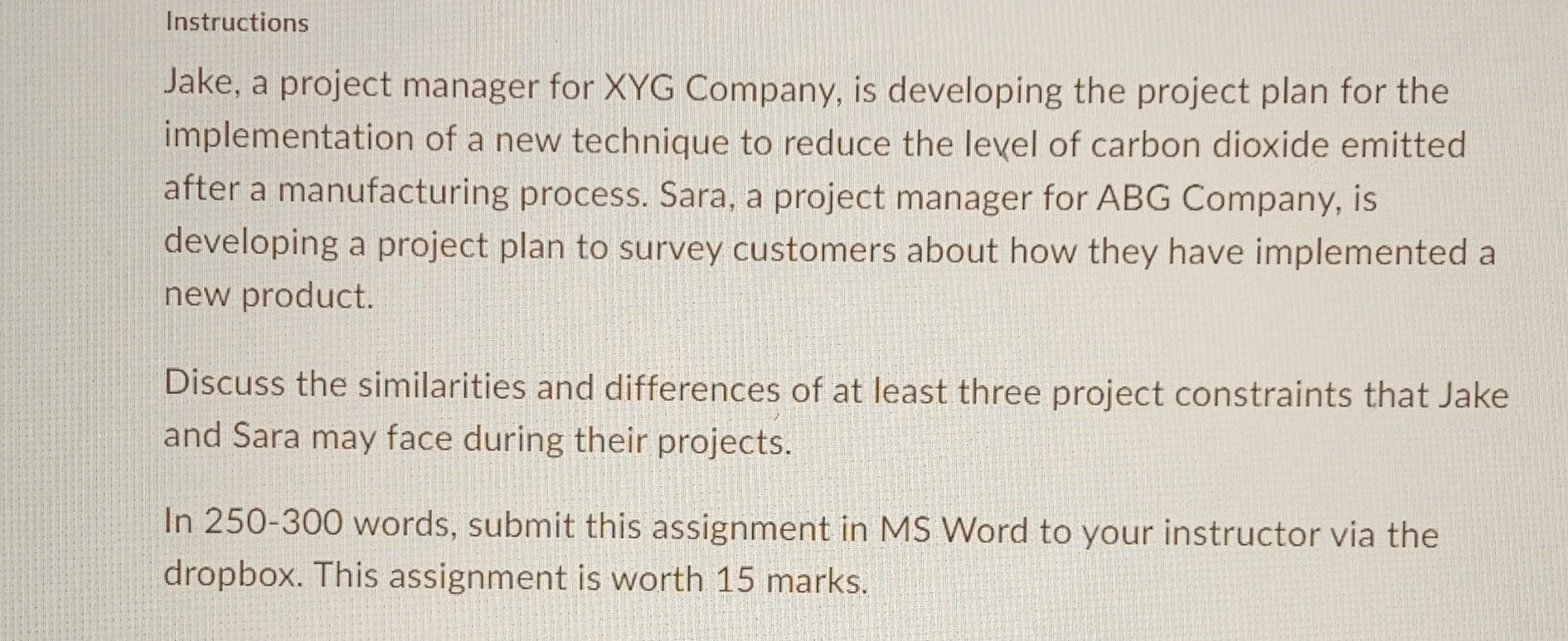 Solved Jake, a project manager for XYG Company, is | Chegg.com