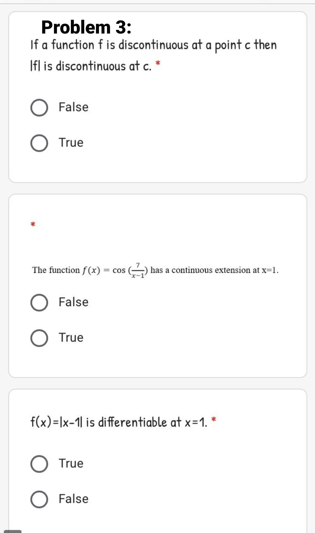 Solved Problem 3: If a function f is discontinuous at a | Chegg.com
