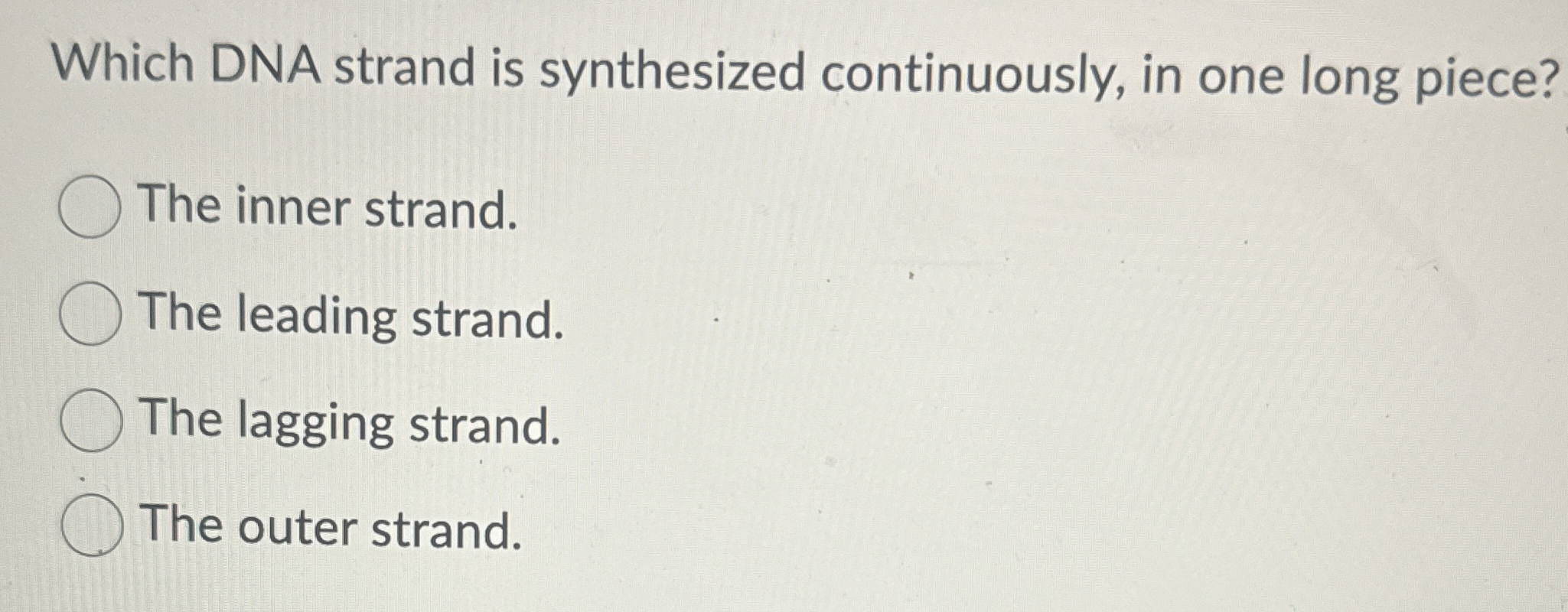 Solved Which DNA strand is synthesized continuously, in one | Chegg.com