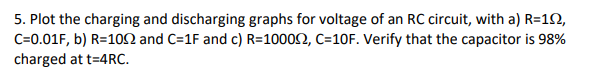 Solved Plot the charging and discharging graphs for voltage | Chegg.com