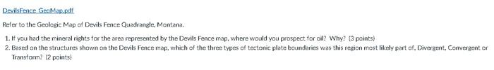 Devilsfence GeoMap.pdf Refer to the Geologic Map of | Chegg.com