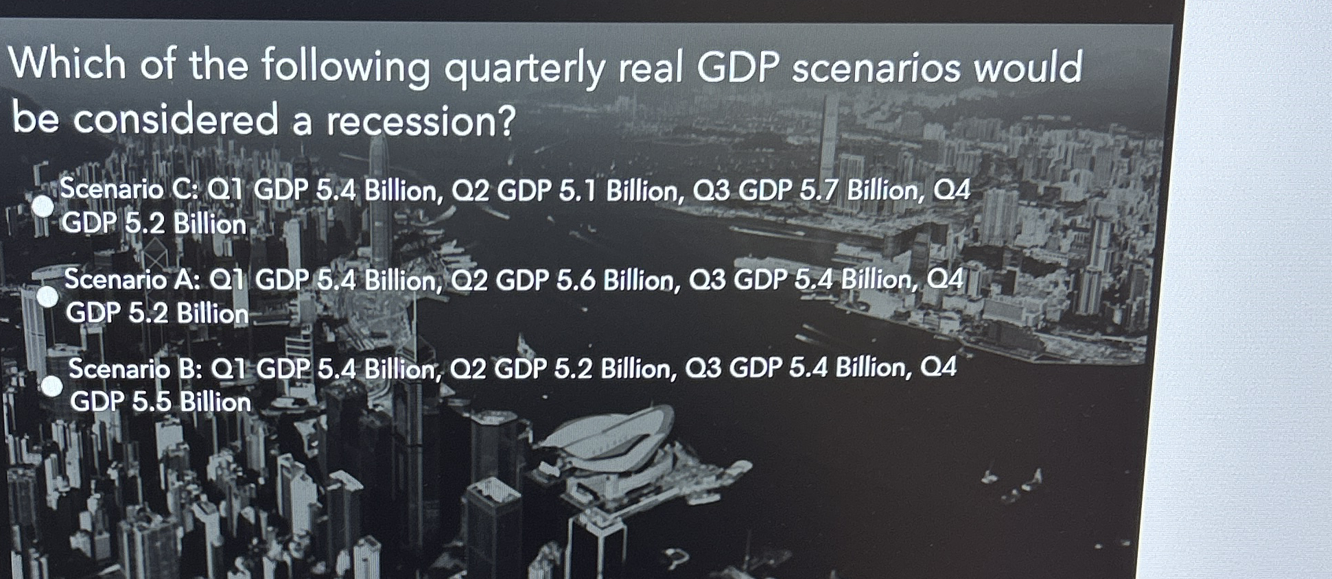 Solved Which of the following quarterly real GDP scenarios | Chegg.com