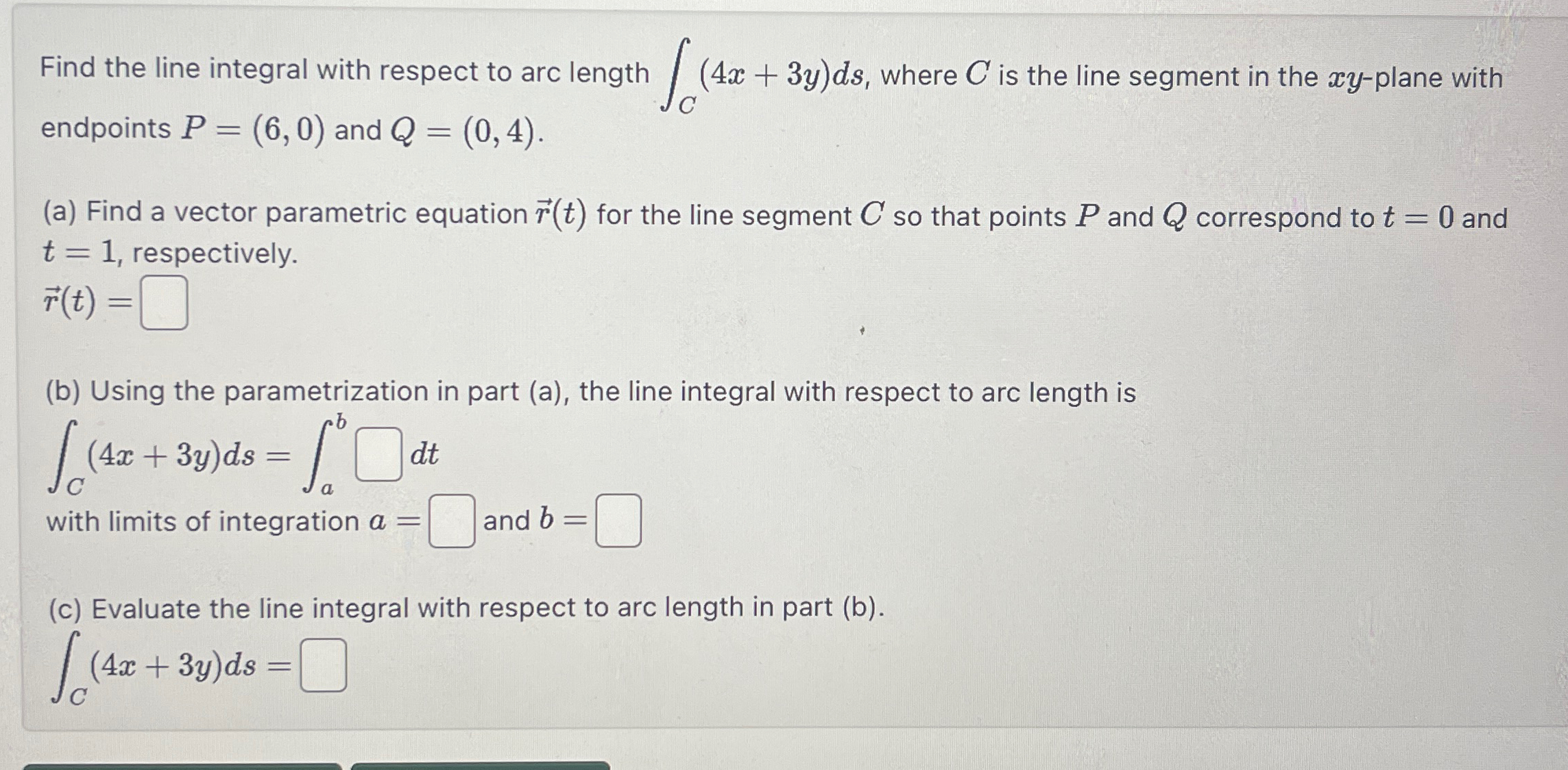 Solved Find the line integral with respect to arc length | Chegg.com