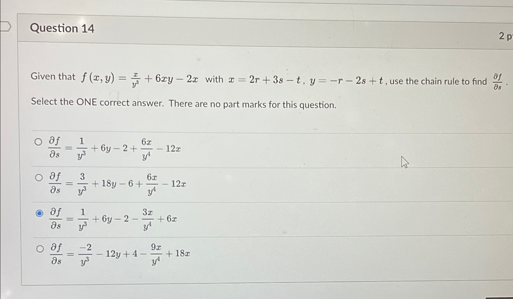 Solved Question 14Given that f(x,y)=xy3+6xy-2x ﻿with | Chegg.com