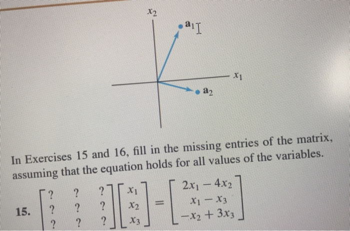 Solved a2 In Exercises 15 and 16, fill in the missing | Chegg.com