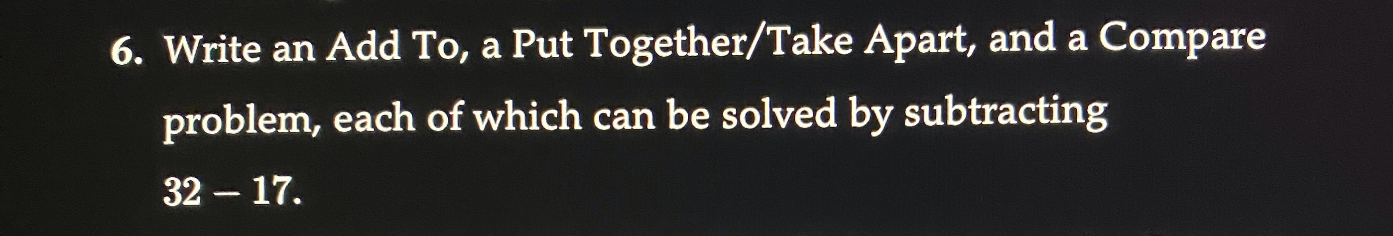 Solved Write an Add To, ﻿a Put Together/Take Apart, and a | Chegg.com
