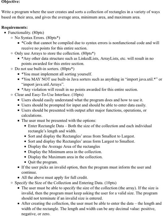 Solved Objective: Write a program where the user creates and | Chegg.com