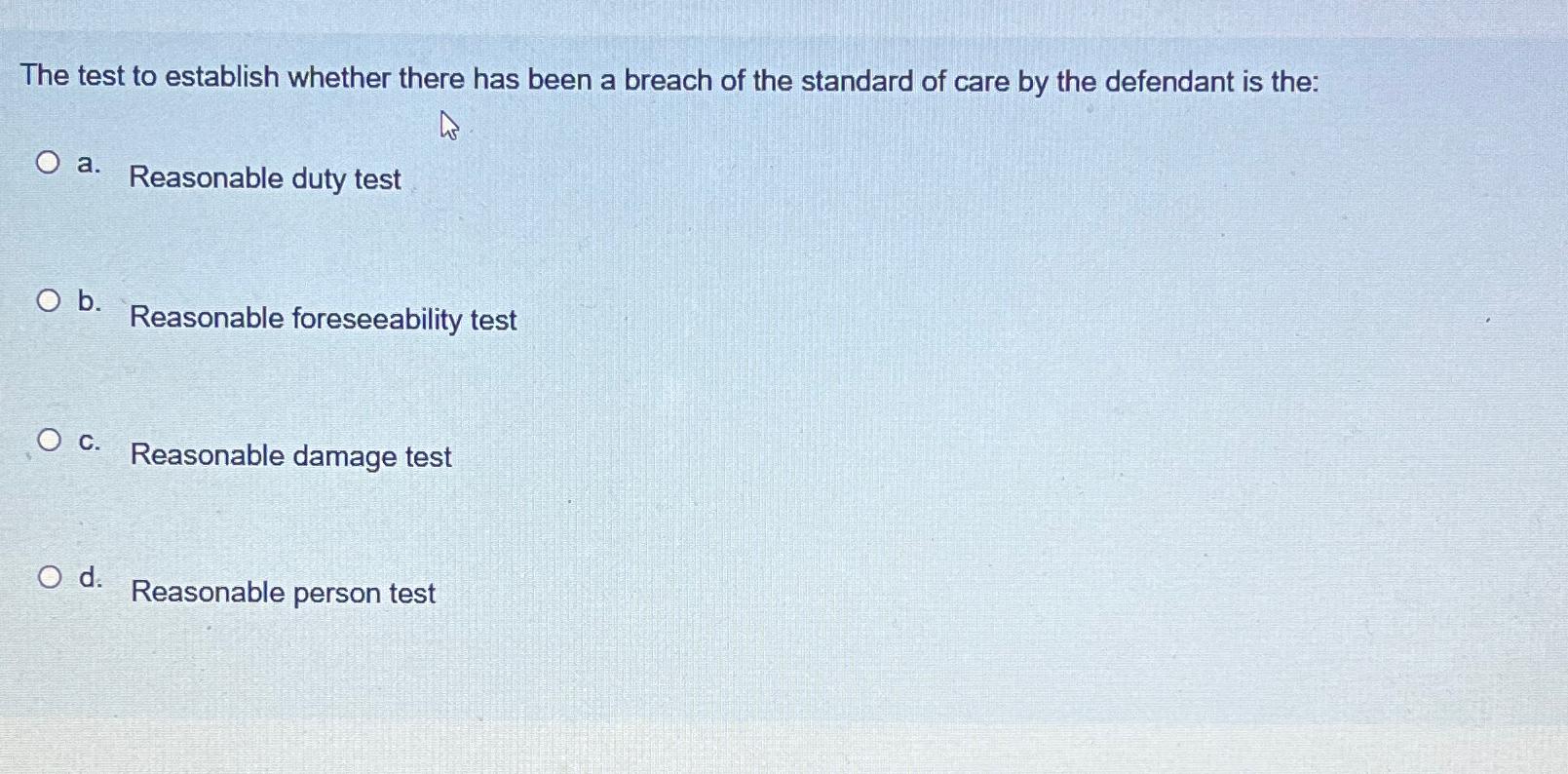 Solved The test to establish whether there has been a breach | Chegg.com