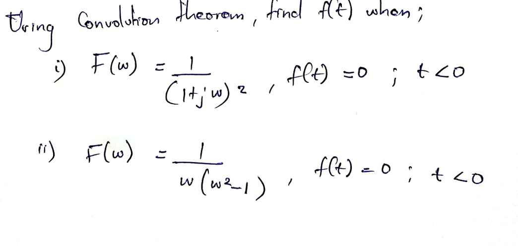 Hring Convolution theorem, find f(t) | Chegg.com