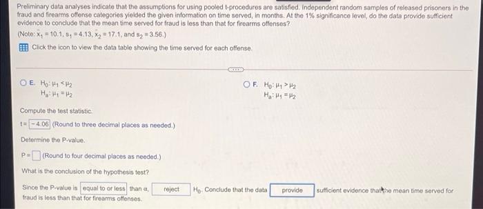 Solved Preliminary data analyses indicate that the | Chegg.com
