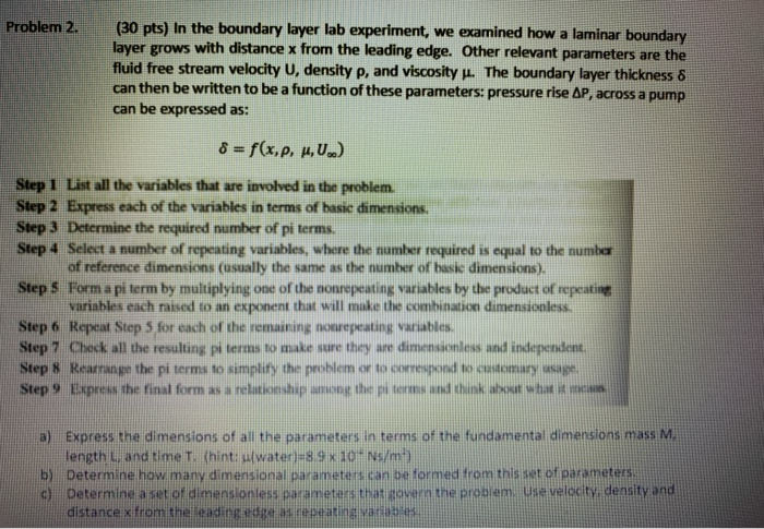 Solved Problem 2. (30 pts) In the boundary layer lab | Chegg.com