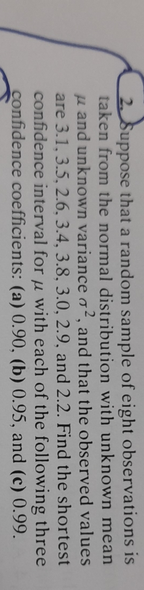 Solved Suppose that a random sample of eight observations is | Chegg.com