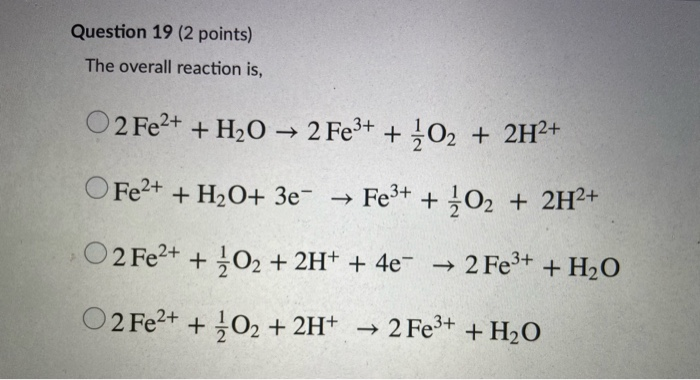 Solved Fe2+ (ferrous) ions reacts with oxygen to form Fe3+ | Chegg.com