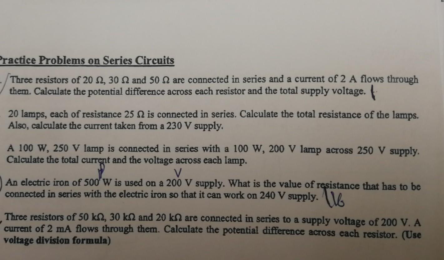 Solved Practice Problems on Series Circuits Three resistors | Chegg.com
