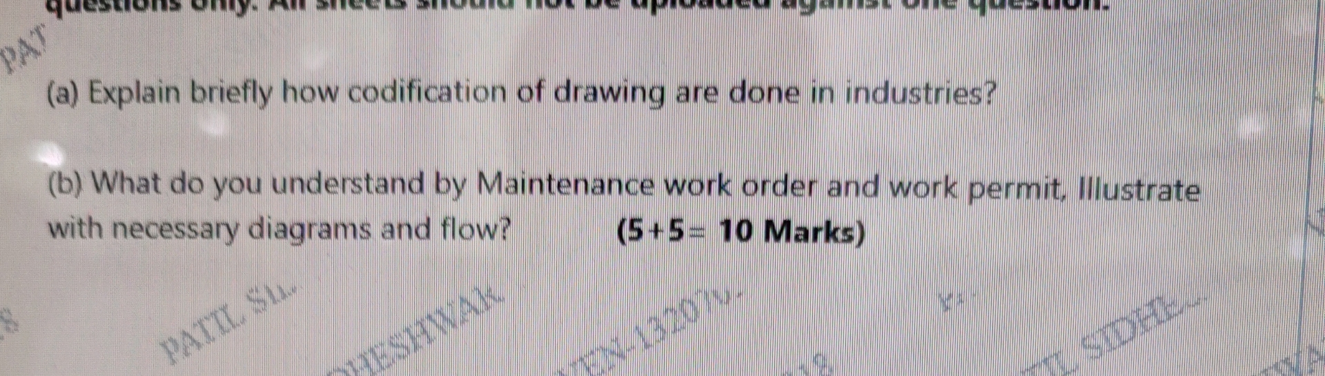 Solved (a) ﻿Explain briefly how codification of drawing are | Chegg.com
