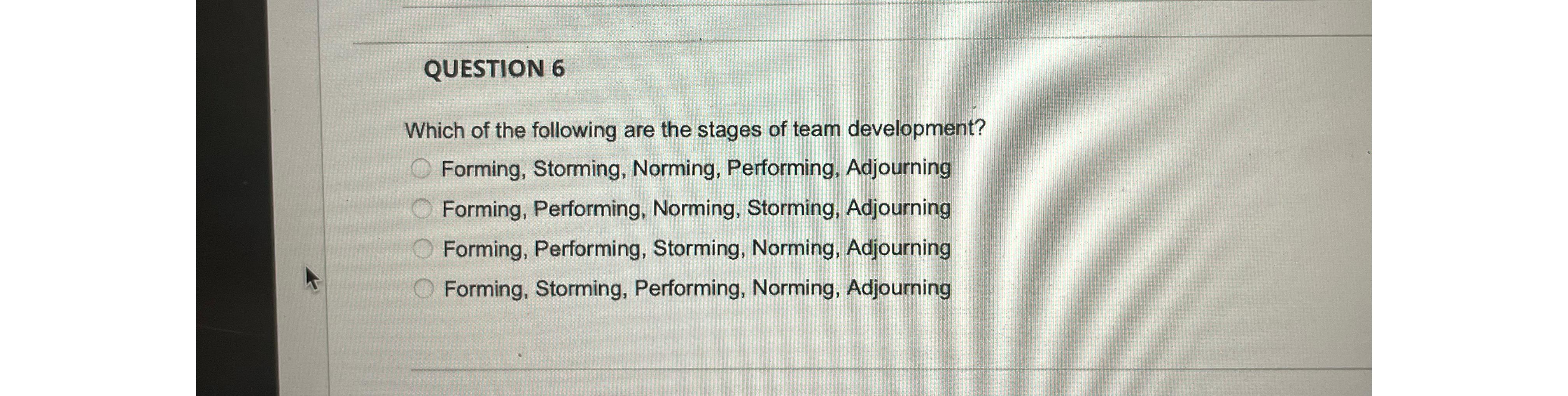 Solved QUESTION 6Which of the following are the stages of | Chegg.com