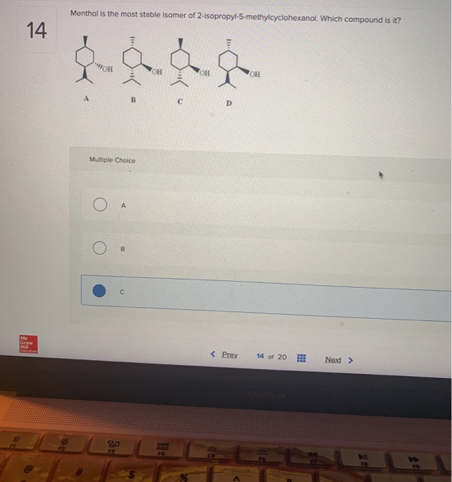 Solved Menthol is the most stable isomer of | Chegg.com