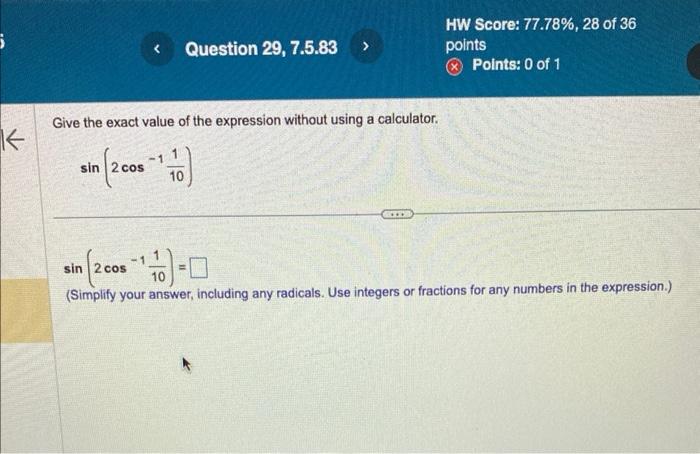 Solved Give the exact value of the expression without using | Chegg.com
