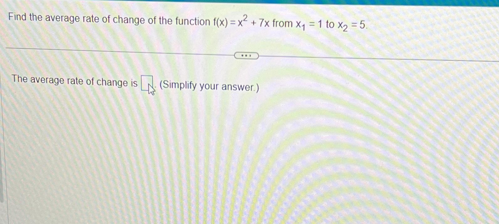 Solved Find the average rate of change of the function | Chegg.com
