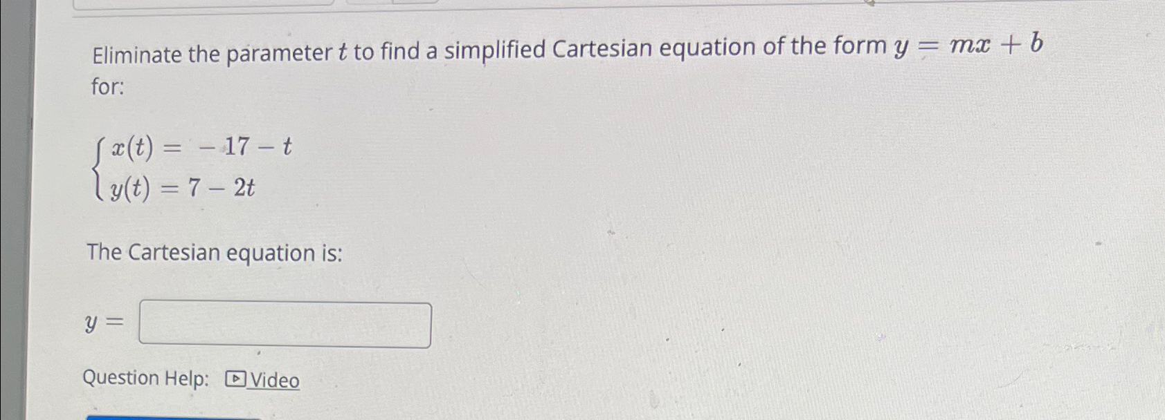 Solved Eliminate the parameter t ﻿to find a simplified | Chegg.com