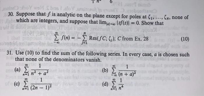 Solved Complex Analysis-31.) a, b, c, and dThe problem says | Chegg.com