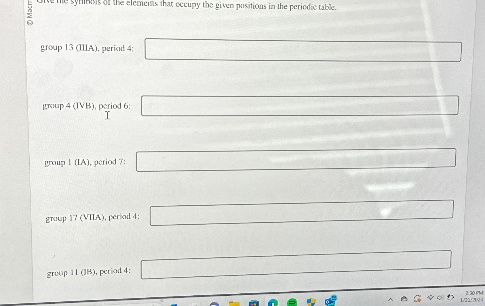 Solved group 13 (IIIA), ﻿period 4:group 4 (IVB), ﻿period | Chegg.com