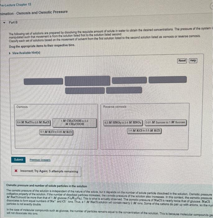 Solved KPre-Lecture Chapter 13 Animation - Osmosis and | Chegg.com