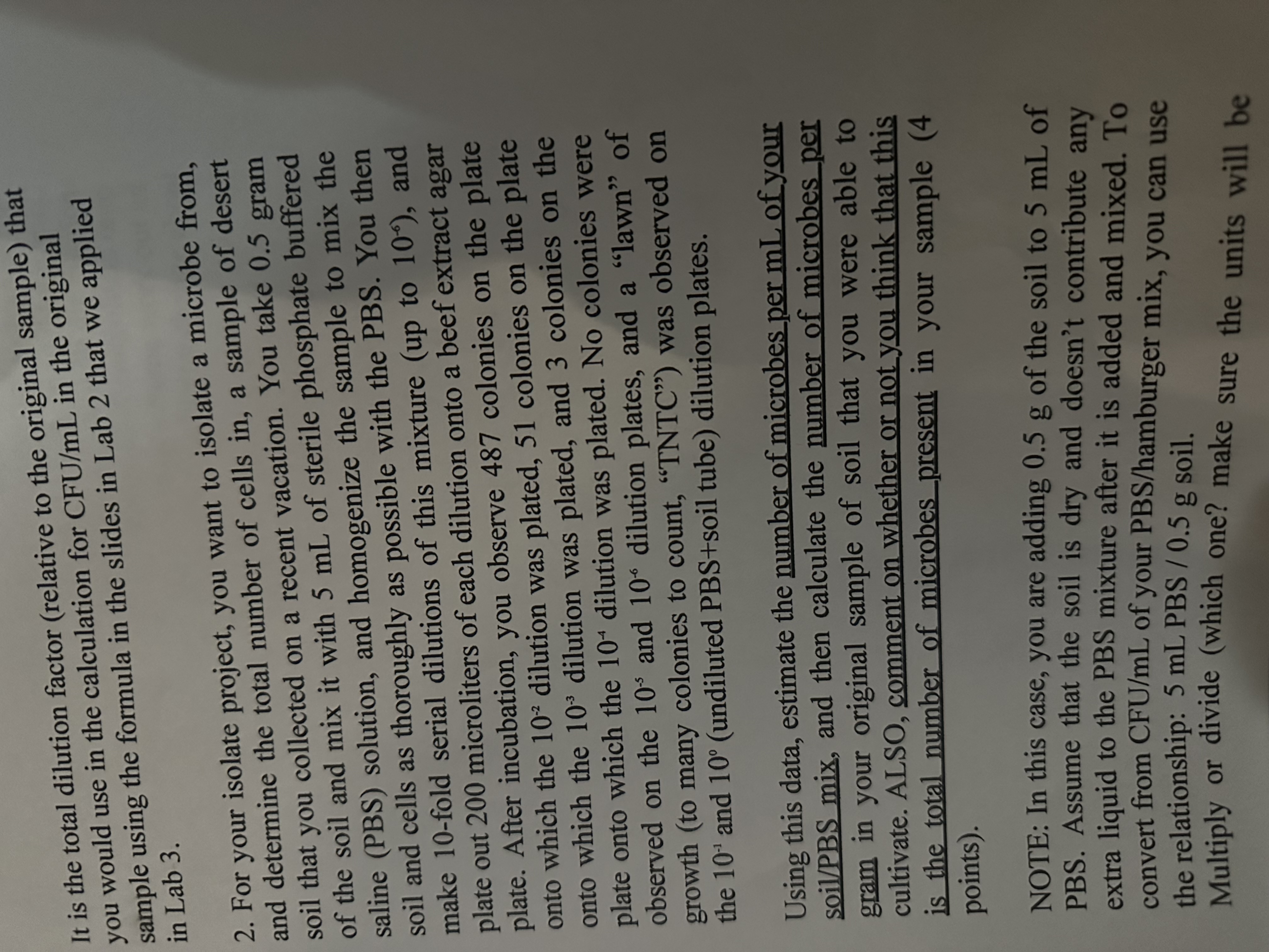 Solved It is the total dilution factor (relative to the | Chegg.com