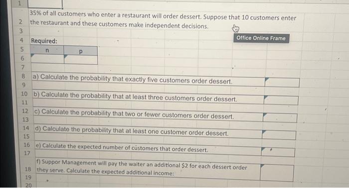 Solved 35% of all customers who enter a restaurant will | Chegg.com
