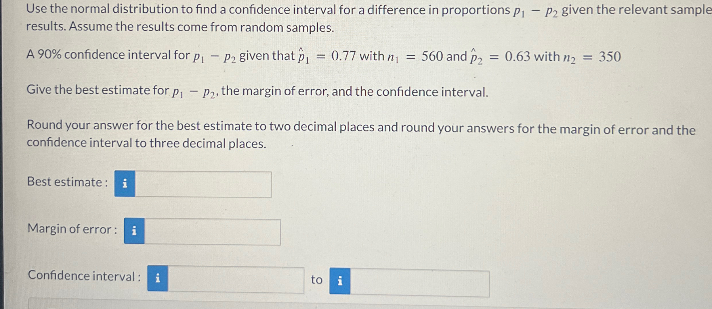 Solved Use the normal distribution to find a confidence | Chegg.com