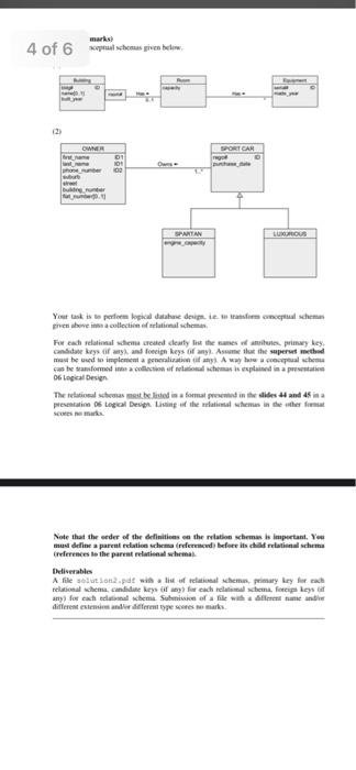 Task is to perform logical database, transform this | Chegg.com