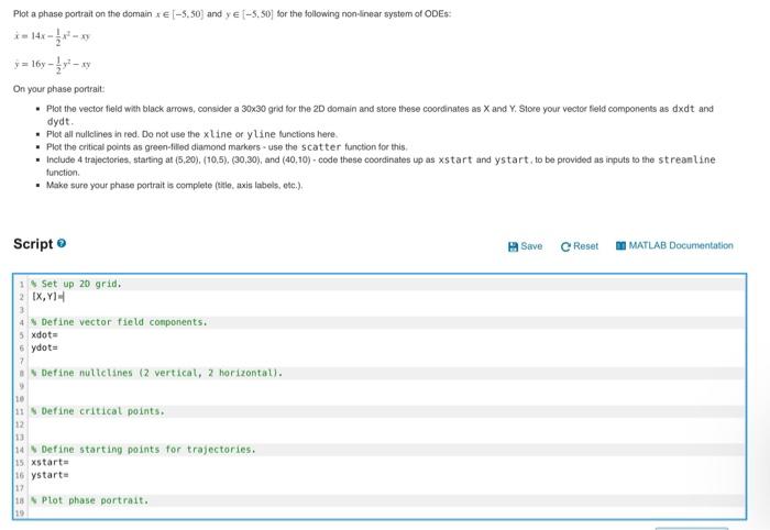 Solved Plot a phase portrait on the domain x∈[−5,50} and | Chegg.com