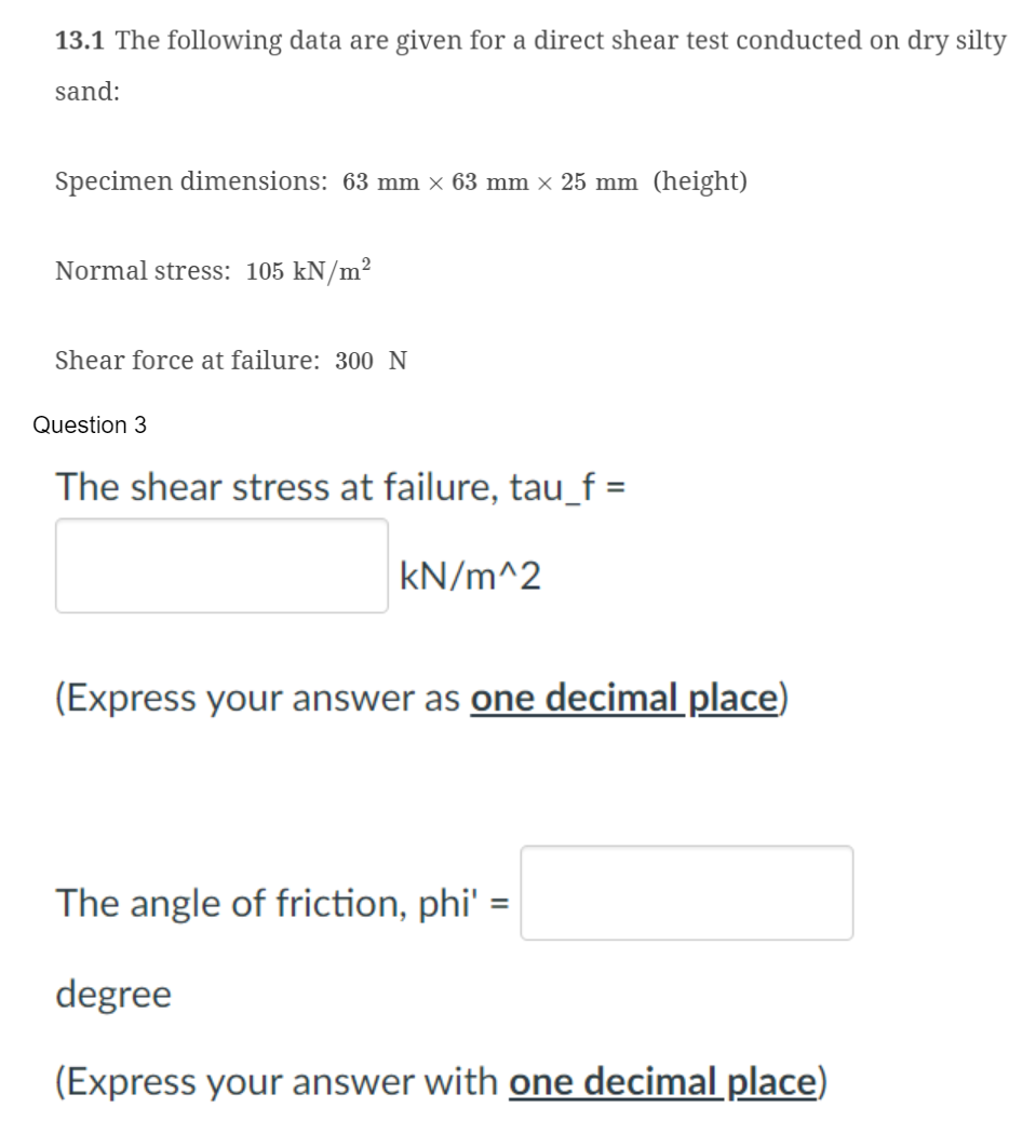 Solved please answer question 313.1 ﻿The following data are | Chegg.com