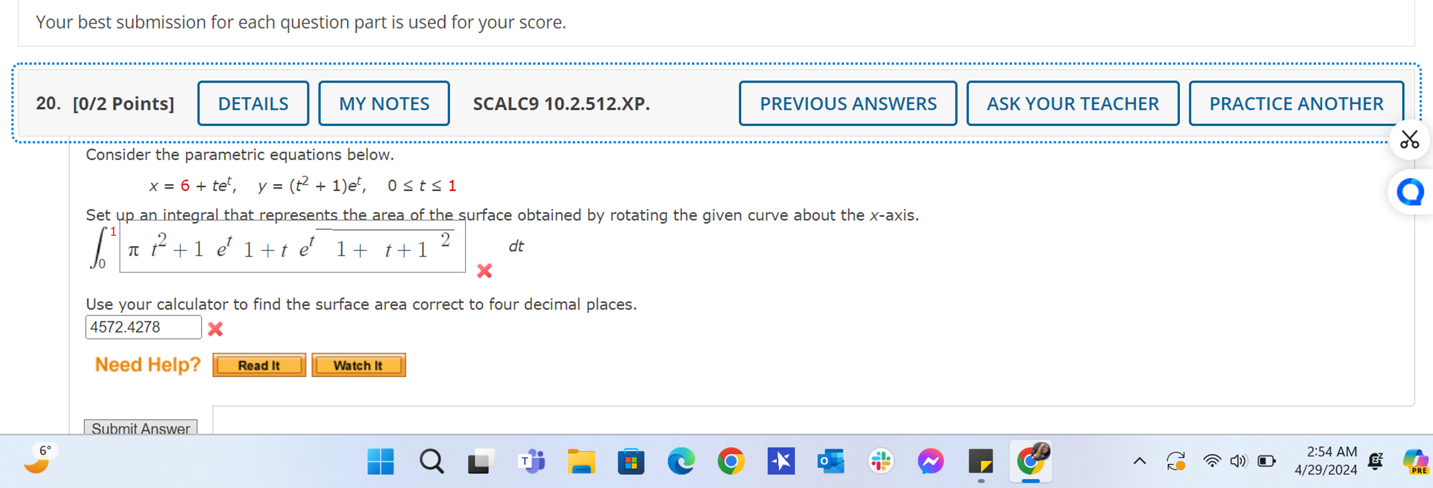 Solved Consider the parametric equations | Chegg.com