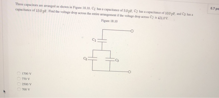 Solved 0.7 po Three capacitors are arranged as shown in | Chegg.com