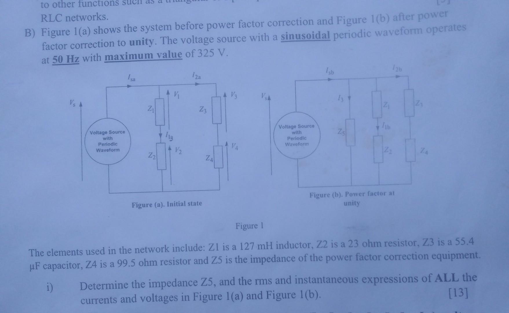 Solved RLC networks. B) Figure 1(a) shows the system before | Chegg.com