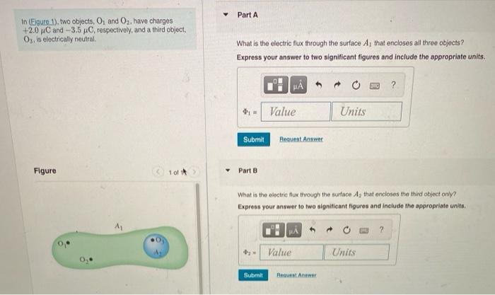 Solved In (Eigure 1). two objects, O1 and O2, have charges | Chegg.com