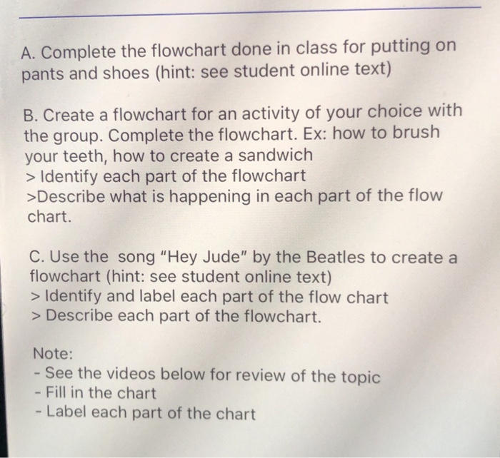 A. Complete the flowchart done in class for putting | Chegg.com