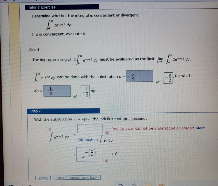Solved Tutorial Exercise Determine whether the integral is | Chegg.com