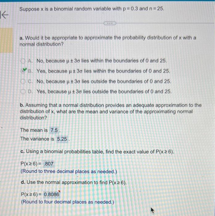 Solved Suppose x is a binomial random variable with p=0.3 | Chegg.com