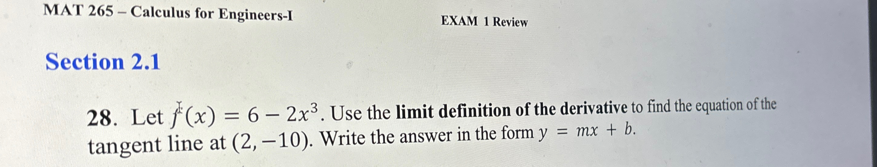 Solved Mat 265 ï Calculus For Engineers Iexam 1 Chegg