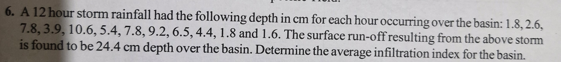 Solved A 12 ﻿hour storm rainfall had the following depth in | Chegg.com