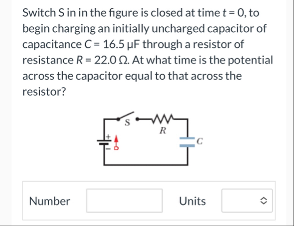 Solved Switch S in in the figure is closed at time t=0, ﻿to | Chegg.com